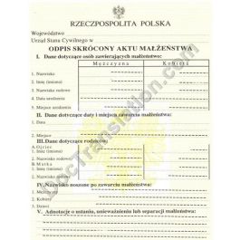 Certified translation of Polish Marriage Certificate